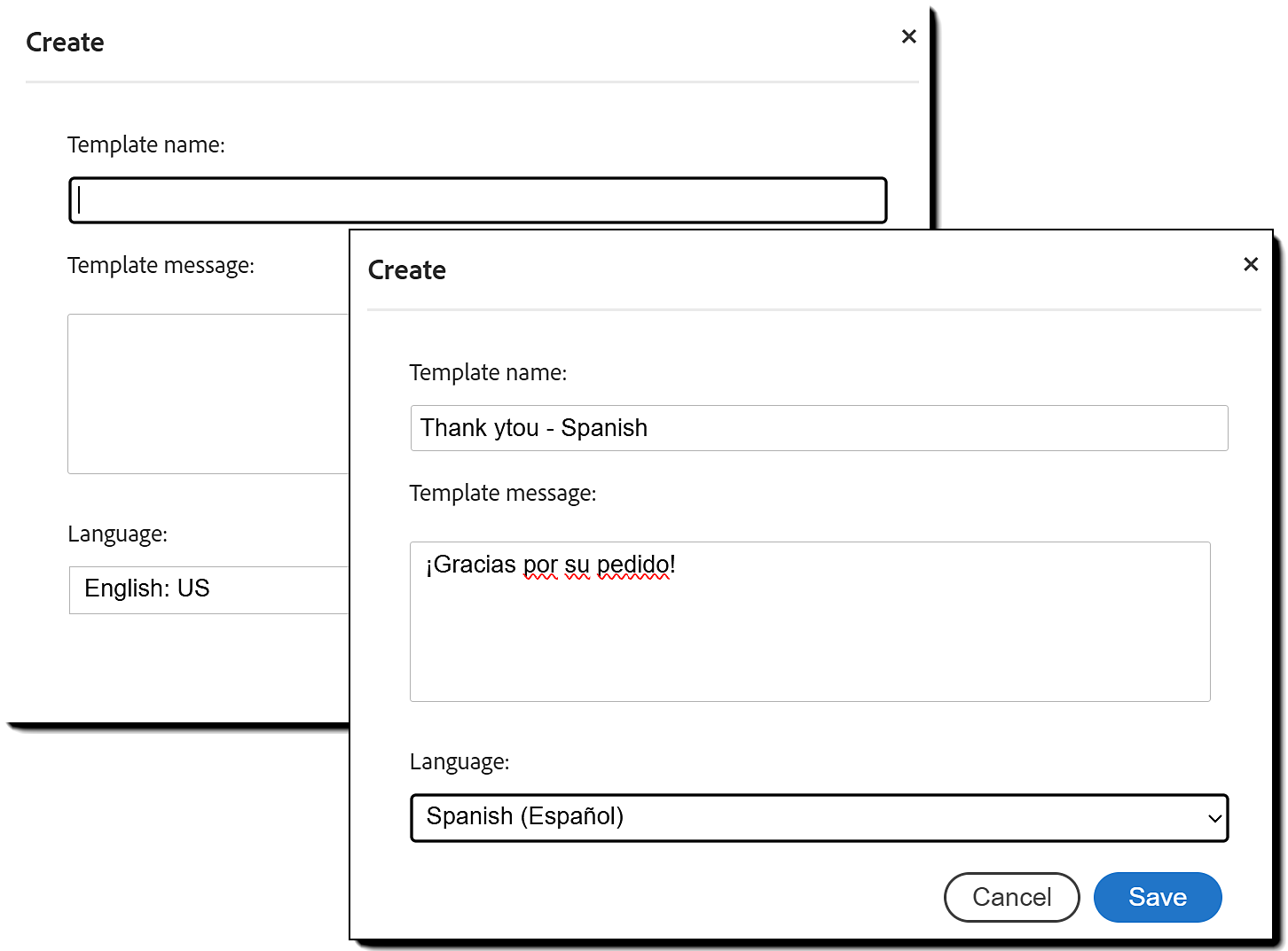 Create a new Message Template Create a new Message Template